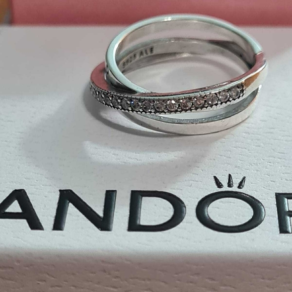 Pandora | Jewelry | Pandora Silver And Gold Crossover Ring | Poshmark